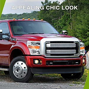 AUTOSAVER88 Headlight Assembly Compatible with 2008-2010 Ford F250 F350 F450 Super Duty Headlamp Chrome Housing(7C3Z-13008BA 7C3Z-13008AA)