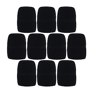 Fielect 10Pcs Microphone Covers Foam Mic Covers Thick Handheld Stage Microphone Windscreen Foam Cover Black for KTV, Dance Ball, Conference Room, News Interviews