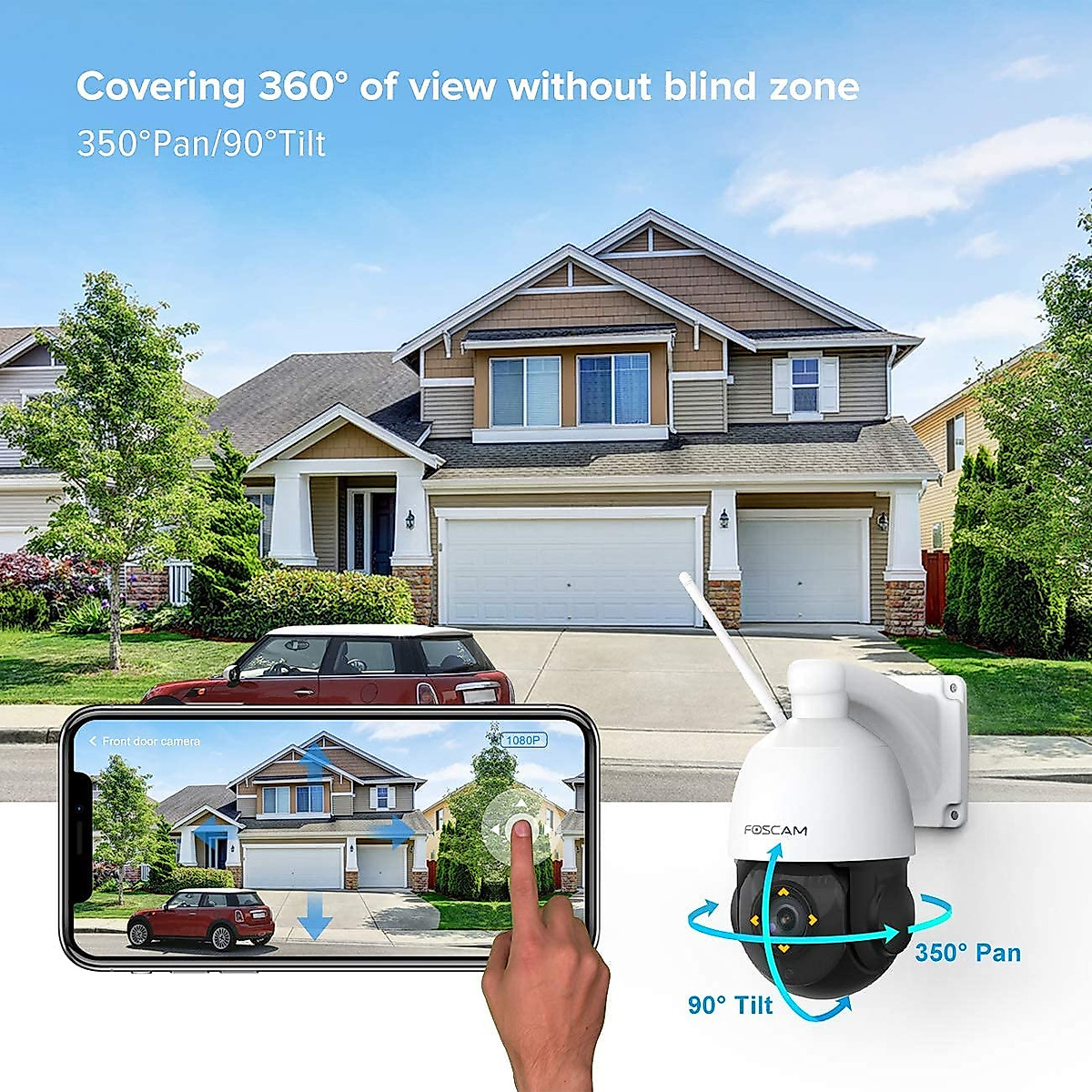 FOSCAM SD2X 18X Optical Zoom 1080P HD Outdoor PTZ WiFi Camera and FAB28S Stainless Steel Waterproof Junction Box Bundle,Totally Weatherproof