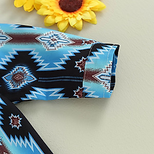 Western Baby Boy Clothes Long Sleeve Cow Print Shirts Button Down Lapel Tops Tees Fall Winter Clothes 6M-4T (Blue, 3-4 Years)