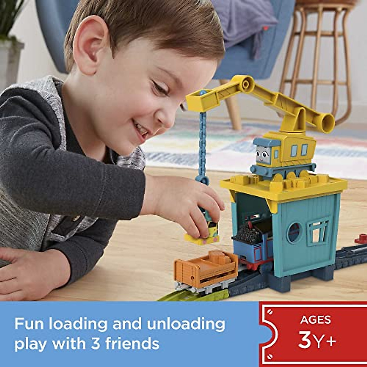 Thomas & Friends Motorized Toy Train Set Fix 'Em Up Friends With Carly The Crane, Sandy The Rail Speeder & Thomas For Ages 3+ Years