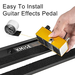 Guitar Pedalboard with Built-in Power Supply Pedal Board Aluminium Alloy 1.8lb Lightweight Pedal Board 19x5 Inch Black Pedal Board with Power Supply, Carrying Bag, Guitar Pedal Cable, Velcro