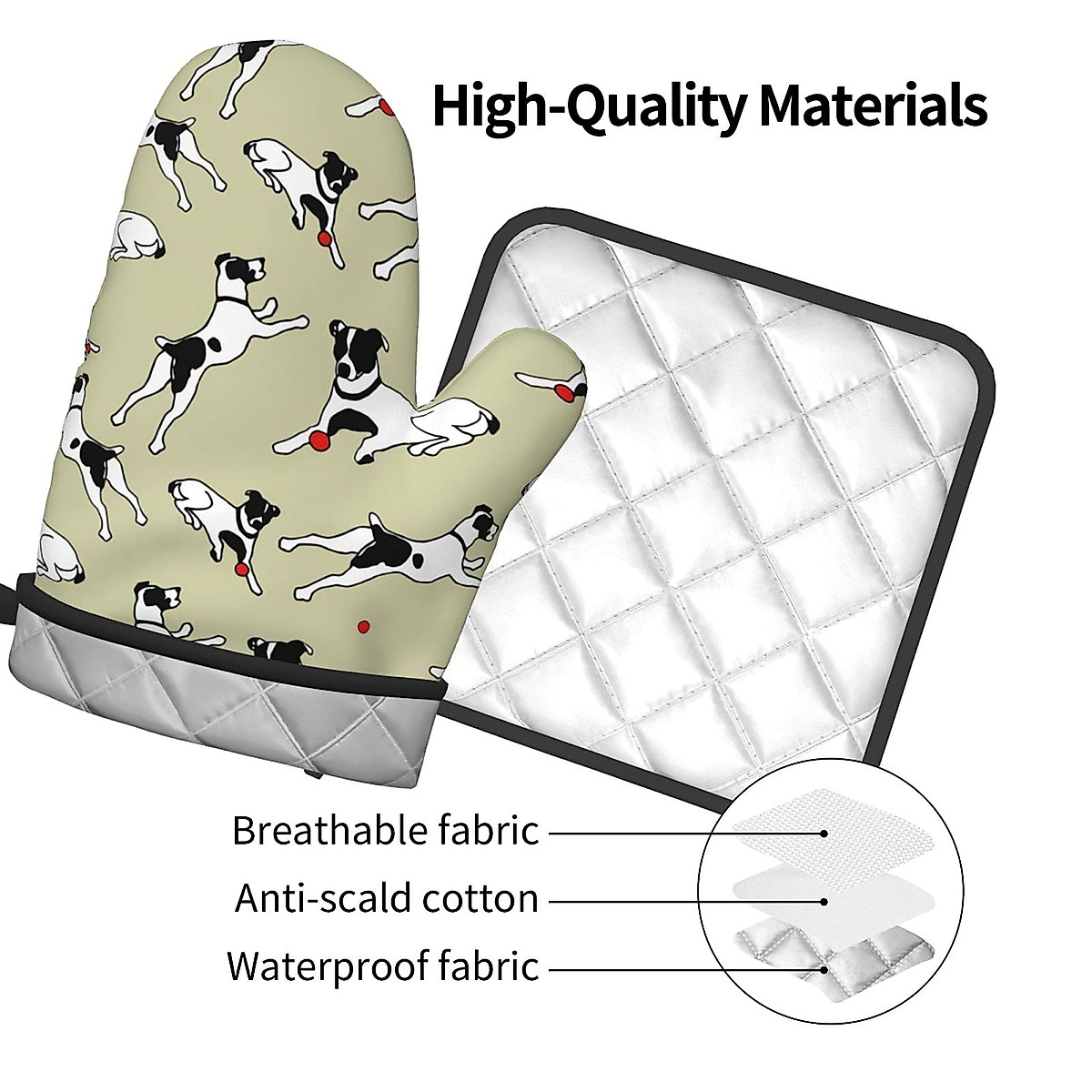 Best Jack Russell Terrier Oven Mitts and Pot Holders Sets Heat Waterproof Oven Gloves for Kitchen Baking Camping Grilling