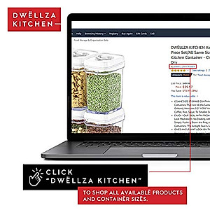 DWËLLZA KITCHEN Airtight Food Storage Containers - Pantry Snacks Kitchen Container, Baking Supplies, 4LB Sugar & Flour Canister - 4 Pc Set All Same Size - Clear Plastic BPA-Free - Keeps Fresh & Dry