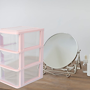 Toyvian Plastic Drawers Organizer, 1Pc 3-Layer Desktop Storage Box Transparent Storage Drawer for Home Office - Pink