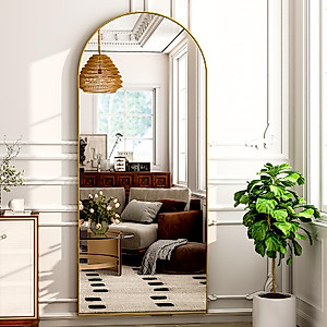 Easly 71"x30" Extra Large Arched Full Length Mirror - Leaning Mirror Arch Wall-Mounted Mirrors - Aluminum Alloy Frame Modern Simple Home Decor - for Living Room Bedroom Cloakroom, Gold