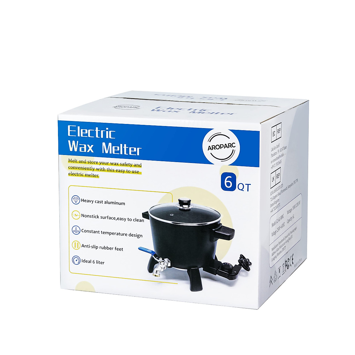 Wax Melter for Candle Making, Soy Wax Melting Pot Holds 6Qts (11 Lbs) of Melted Wax, Pouring Pot with Quick-Pour Valve