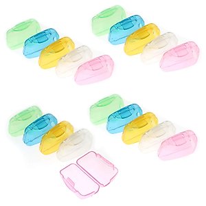 Tegg Toothbrush Cap Box 20PCS 5 Colours Travel Toothbrush Head Cover Case Hike Camping Brush Cleaner Protecter Holder for Family Home Office and Outdoor