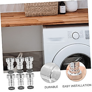 6pcs Washing Machine Adapter Stainless-Steel Basin Connector Metal Faucet Adapter Toilet Sink Faucet Adapters Metal Faucet Connector Tap Adapter Faucet Adapter Accessory