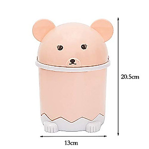 SAIKUN Cute Animal Desktops Trash Can, with Lid ，Rubbish Storage, Garbage Bin for Office Kids Bedroom Use (Pink)