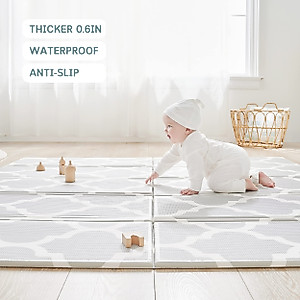 Cuddle & Learn Playmat by Fortella, Foldable Foam Baby Play Mat for Floor, Extra Large & Padded for Tummy Time and Outdoors, Portable with Travel Case (Alphabet & Moroccan 71.5x70x0.6 inch)