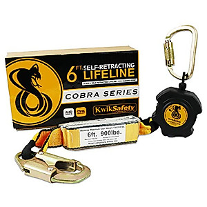 KwikSafety - Charlotte, NC - Cobra Web 6' Self Retracting Lifeline [NO Tangle + External Shock Absorber] Class A SRL ANSI OSHA Retractable Fall Arrest Construction Roofing PPE Gear