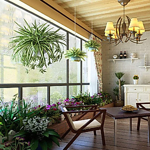 Artificial Chlorophytum Silk Flowers, Artificial Flowers Spider Plant Fake Greenery Faux Plant Hanging Basket Ivy Green Leaves Wall Hanging Plants for Home Garden Office Wedding Decoration