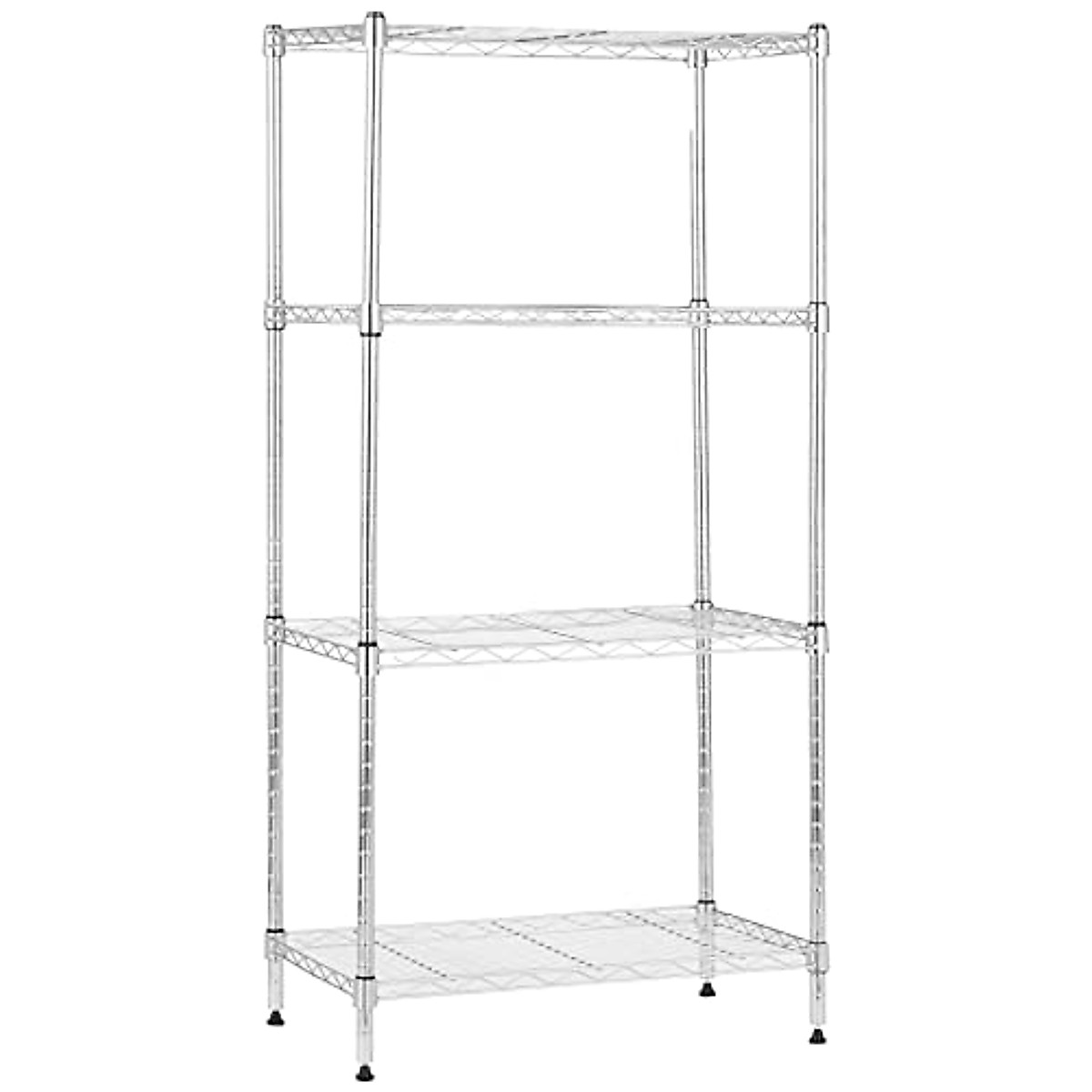 Amazon Basics 4-Shelf Adjustable, Storage Shelving Unit, (200 Pound Loading Capacity per Shelf), Steel Organizer Wire Rack, 13.4"D x 23.2"W x 48"H, Chrome