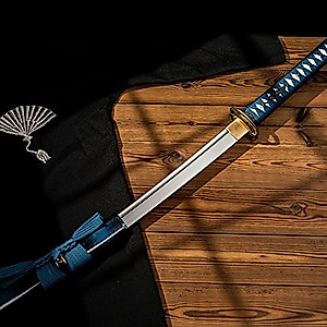 DISPATCH Handmade Samurai Sword, 40 inch 1060 High Carbon Steel, Damascus Steel, Forged Samurai Sword, Full Tang Dynasty, Clay Tempered
