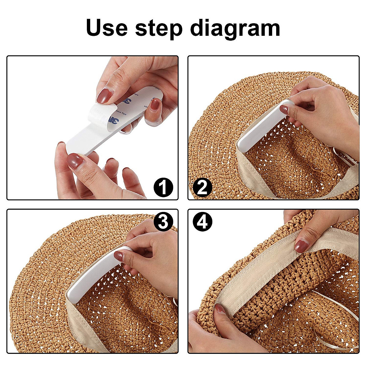 Geyoga Hat Size Reducer (48 Pieces, Black, White, Gray) - Soft EVA Foam Hats Tape for Tightening Men and Women's Hats & Caps, Adjustable Sweatband