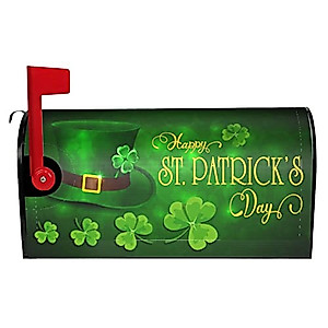 St Patricks Day Mailbox Covers Magnetic 21" X 18" Lucky Shamrocks Clover Mailbox Standard Size Mailbox Wraps Waterproof Post Letter Box Cover Christmas Decorations for Garden Outdoor