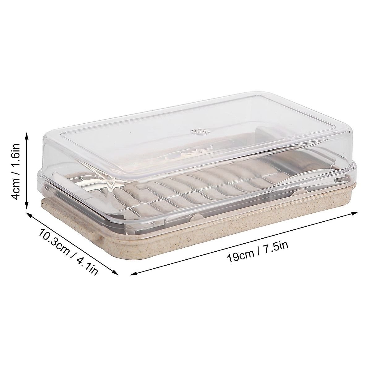 plplaaoo Stainless Steel Butter Storage Box, Butter Cutter Container, Cheese Storage Box with Transparent Cover, Butter Cutter Container, Kitchen Supplies for Home Kitchen(Wheat), Butter Slicer cu