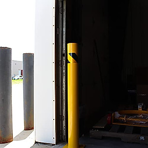 BISupply Safety Bollard Post Parking Barrier 1 Pack - 42in Yellow Pipe Bolt Down Bollard for Garage Lot