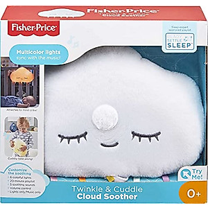 Fisher Price Baby Sound Machine Twinkle & Cuddle Cloud Soother Crib-Attach Plush with Lights for Infant to Toddler
