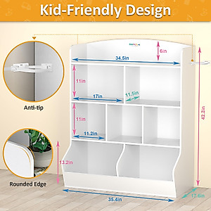Doodlefurni Kids Toy Storage Organizer, Odor-Free Kids Bookshelf and Toy Storage, Suitable for Boys and Girls' Playroom/Bedroom, Storage for Books and Toys, Paintable, Easy to Clean.