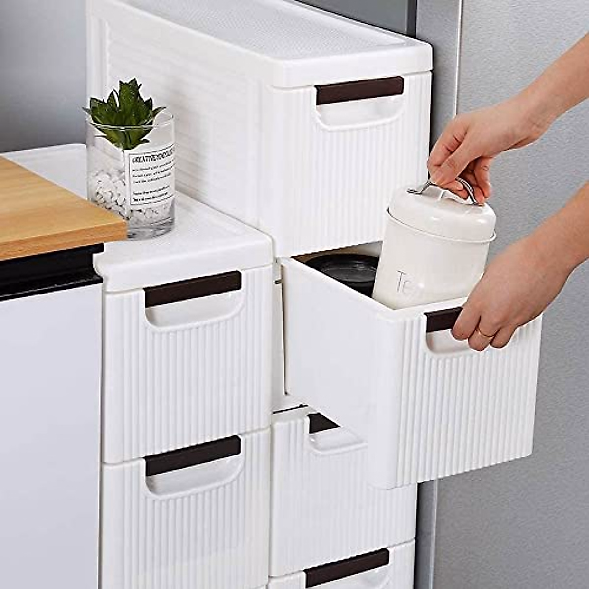 Tire Cart Organizer Unit with Narrow Slim Container Storage Cabinet for Bathroom Bedroom (Size : 4 Floor)