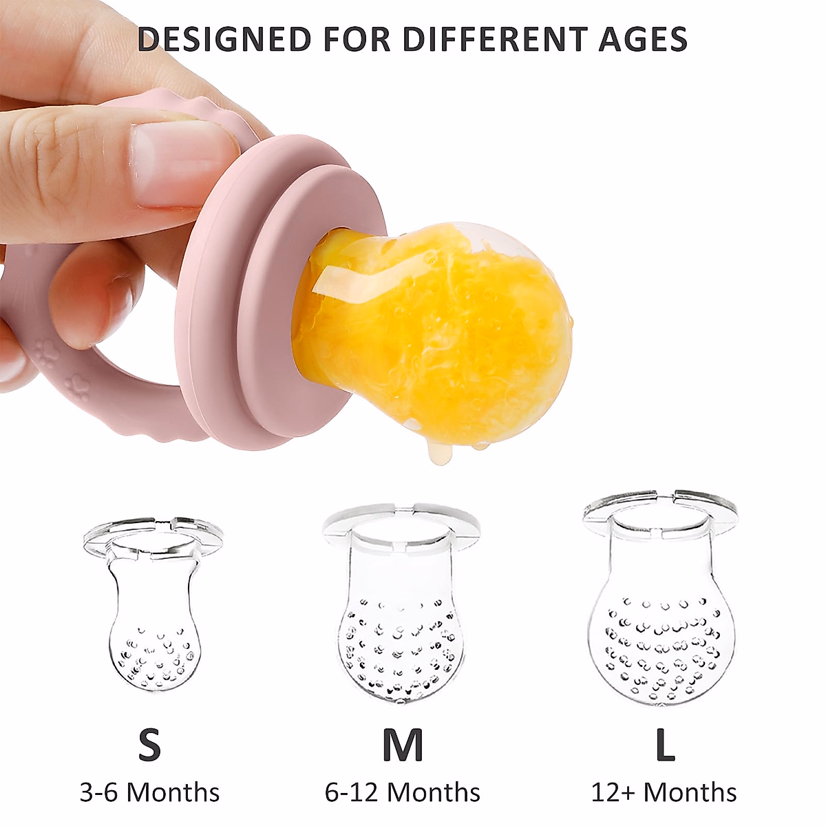 Eoopoon Silicone Baby Fruit Food Feeder Pacifier & Baby Food Freezer Tray Combo, Breast Milk Popsicle Freezer Molds Teether Toy for Babies 4-6, 12 Months, Baby Food Storage Containers Freezer (Lilac)