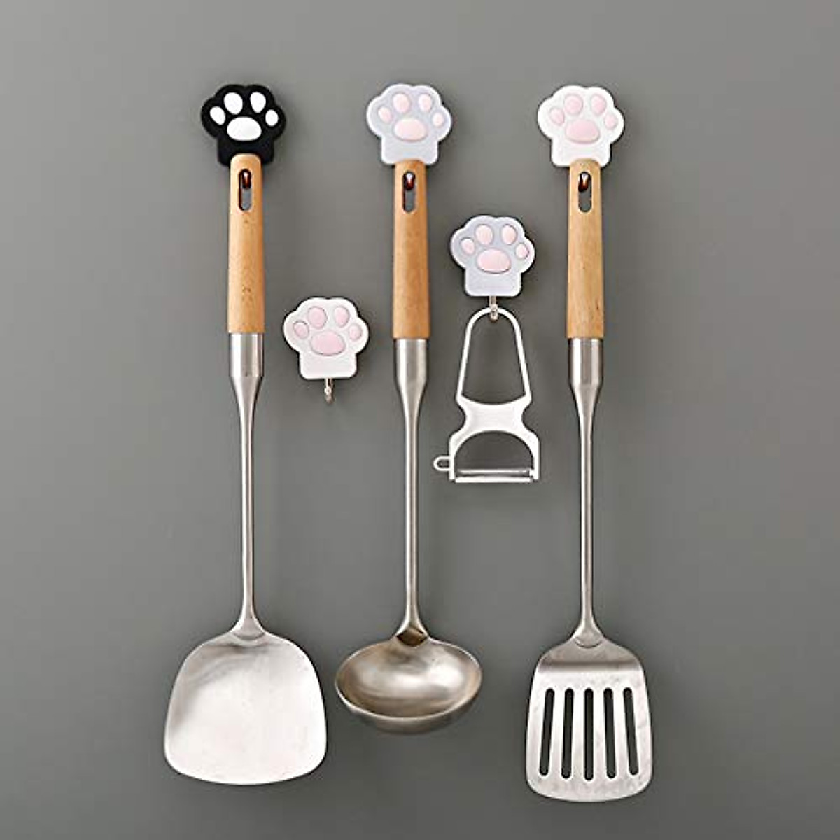 Hemoton 3Pcs Decorative Wall Hook Cat Paw Hooks Punch Free Self- Adhesive Hanger for Bedroom Kitchen Bedroom Purse Coat Towel Tool Hanging