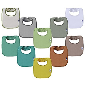 SPINFOX 10 Pack Waterproof Baby Bibs Unisex Cotton Terry Drool Bib, Solid Blank Infant Feeding Bibs, Newborn Bibs for Baby Girl and Boy - Neutral
