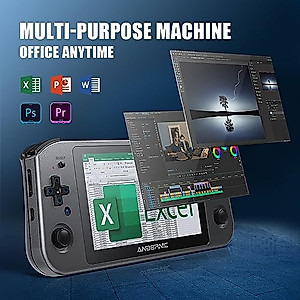 WIN600 Handheld PC Game Console 5.94 Inch IPS Touch Screen Preset Windows10 Home Edition System 256GB M.2 SSD (Black)