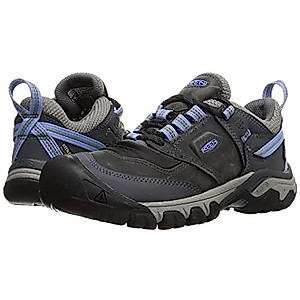 KEEN Women's Ridge Flex Low Height Waterproof Hiking Shoes, Steel Grey/Hydrangea, 9.5