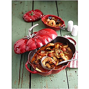 STAUB Cast Iron Dutch Oven 3-qt Tomato Cocotte, Made in France, Serves 2-3, Cherry