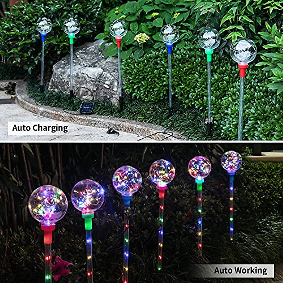 Anycosy Garden Globe Lights Solar Powered,Solar Pathway Lights Outdoor Garden,Waterproof Solar Powered Pathway Lights 3 Pack