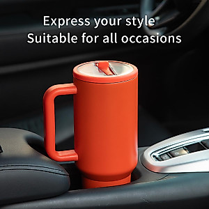 40 oz Leak Proof Insulated Tumbler with Handle Lid Flip Straw&Rubber Base,Reusable Stainless Steel Water Bottle Car Cup Hold Friendly Insulated Cup,Spill Proof Tumbler BPA Free Vacuum Traveler Mug