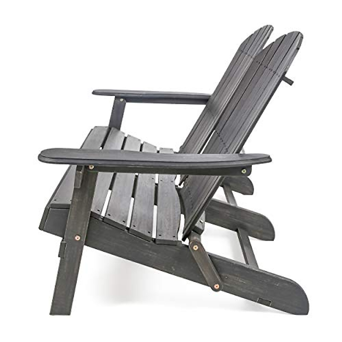 Christopher Knight Home Great Deal Furniture Muriel Outdoor Dark Grey Finish Acacia Wood Adirondack Loveseat