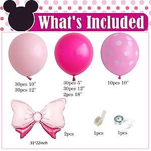 DUBEDAT 136Pcs Pink Mouse Birthday Decorations, Pink Rose Pink Polka Dots for Mouse Theme Birthday Party Decorations Supplies Baby Shower Decoration Birthday Wedding