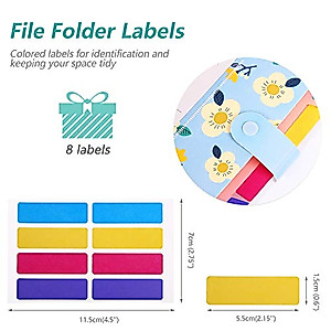 Skydue 4 Pack File Folders with 32 pcs Labels, 5 Pockets Expanding File Folder with Snap Closure A4 Letter Size Accordion Document Organizer for School and Office