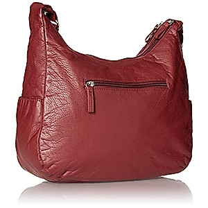 Bueno of California Grainy Washed Organzier Shoulder Bag, Wine