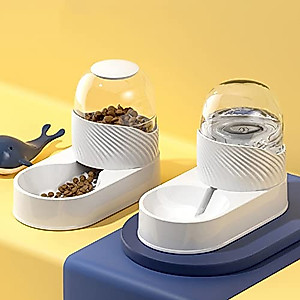 WERTSW Automatic Dog Cat Feeder and Water Dispenser Set 2L, Gravity Pet Food Feeder Dog Water Bowl Dispenser, 100% BPA-Free & Easily Clean, Self Feeding Station for Dogs Cats Pets Animals, White