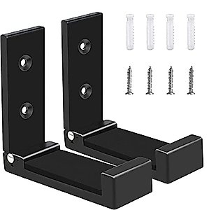 Folding Coat Hooks, Wall Mount Heavy Duty Aluminum Holder Hooks with Screws for Hanging Hat, Bags, Towel, Headphones, Fitness Equipment and More (2-Pack)