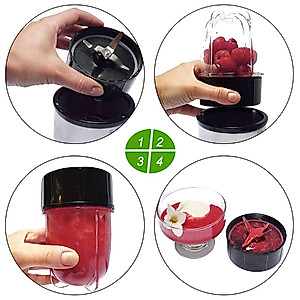 QT 2X Cross Blades compatible with Magic Bullet 250W MB1001 Series With Gaskets Replacement Blender Part