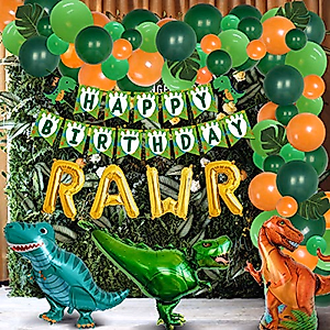 Dinosaur Balloon Garland Kit for Boys Girls Rawr Balloon Arch Dinosaur 1st 2nd 3rd Birthday Party Decorations Supplies Dino Happy Birthday Banner T-Rex Balloons