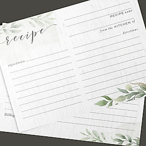 Farmhouse Greenery Recipe Cards from Dashleigh, 48 Cards, 4x6 inches, Sage Green and White, Water-Resistant and Double-Sided (Farmhouse Recipe Cards)
