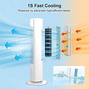 Windowless Portable Air Conditioner Ac Units with Remote, Evaporative humidifier Air Tower Cooling Fan, Small Indoor Outdoor Oscillating Swamp Cooler 7H Timer, Large White