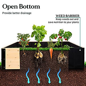 Quictent 4x4 Raised Garden Bed Kit – Elevated Ground Planter for Growing Fruit/Vegetables/Herbs – (48 x 48 x 11) inches – Natural Rot-Resistant Wood w/Corner Brackets Outdoors