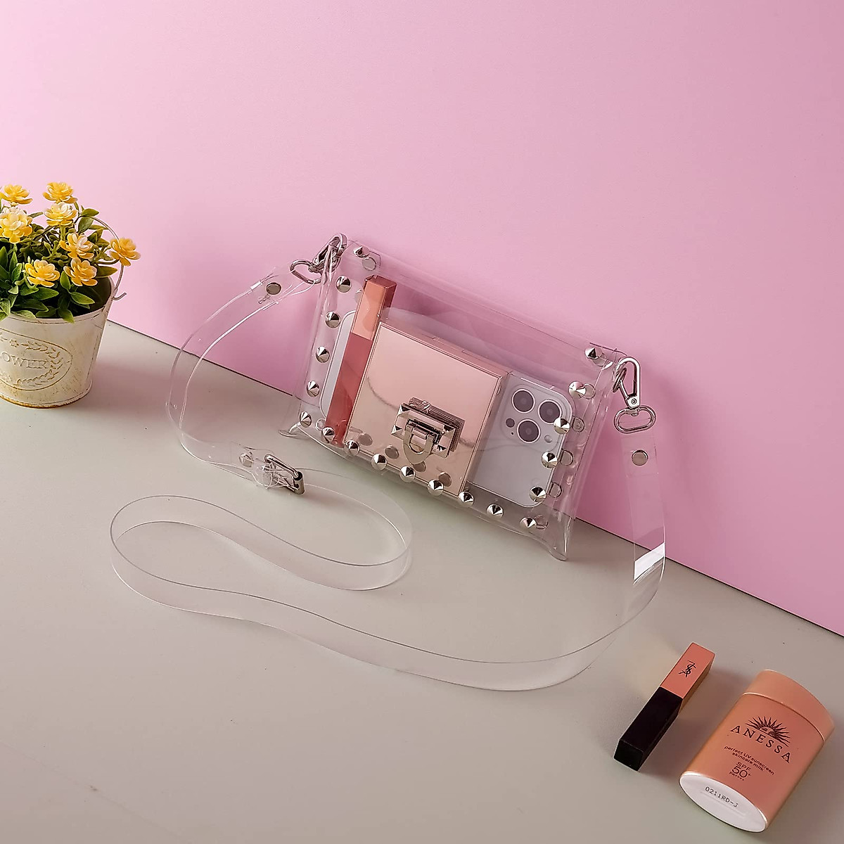 MOETYANG Clear Purse Stadium Approved for Women, Small Clear Crossbody Bag Fashion, Cute See Through Clutch Mini Shoulder Bag