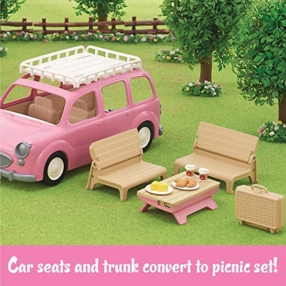 Calico Critters Family Picnic Van for Dolls - Toy Vehicle Seats up to 10 Collectible Figures!