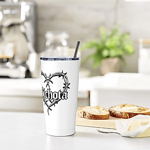 Kiserjens Stainless Steel Insulated Tumbler Vacuum Water Bottle Travel Cup Coffee Mug With Straw,Lid and Brush 20 oz