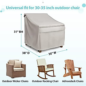 MR. COVER Waterproof Patio Chair Covers, Lounge Deep Seat Covers for Outdoor Furniture, 35W x 38D x 31H Inches, Heavier Materials, Beige (2-Pack)