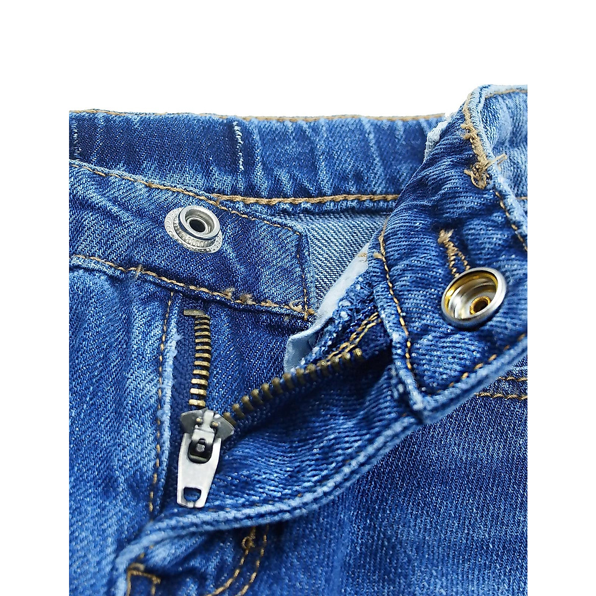 KIDSCOOL SPACE Baby Girl Boy Jeans,Little Kid Elastic Band Inside Ripped Denim Pants,Blue,12-18 Months